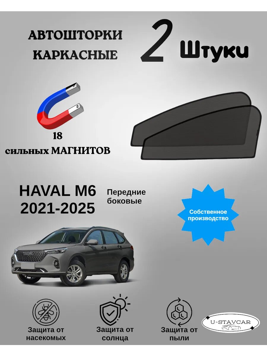 Каркасные шторки в машину Haval M6 2021-2025, магниты встроены