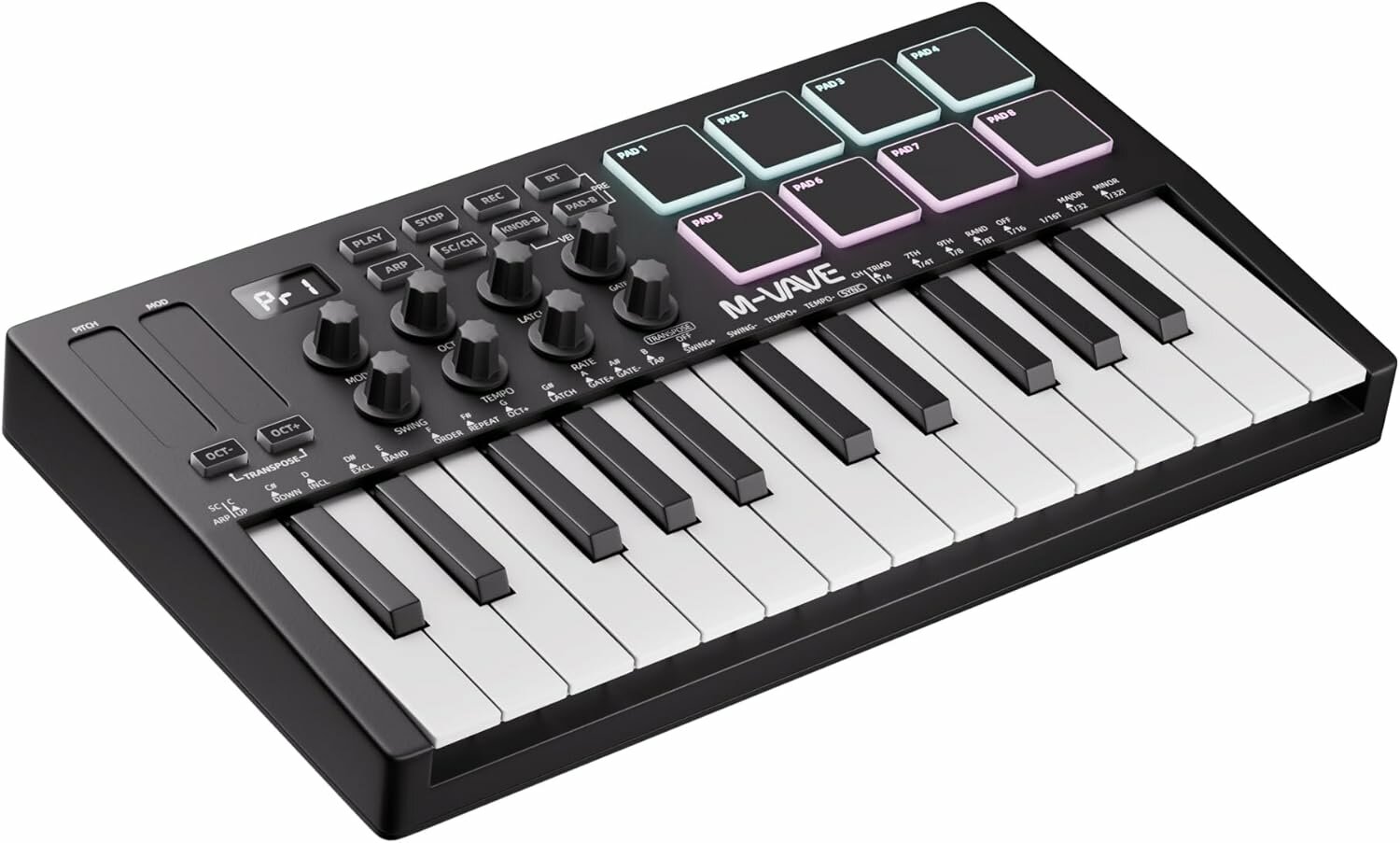 M-VAVE 25-клавишный контроллер USB MIDI клавиатуры
