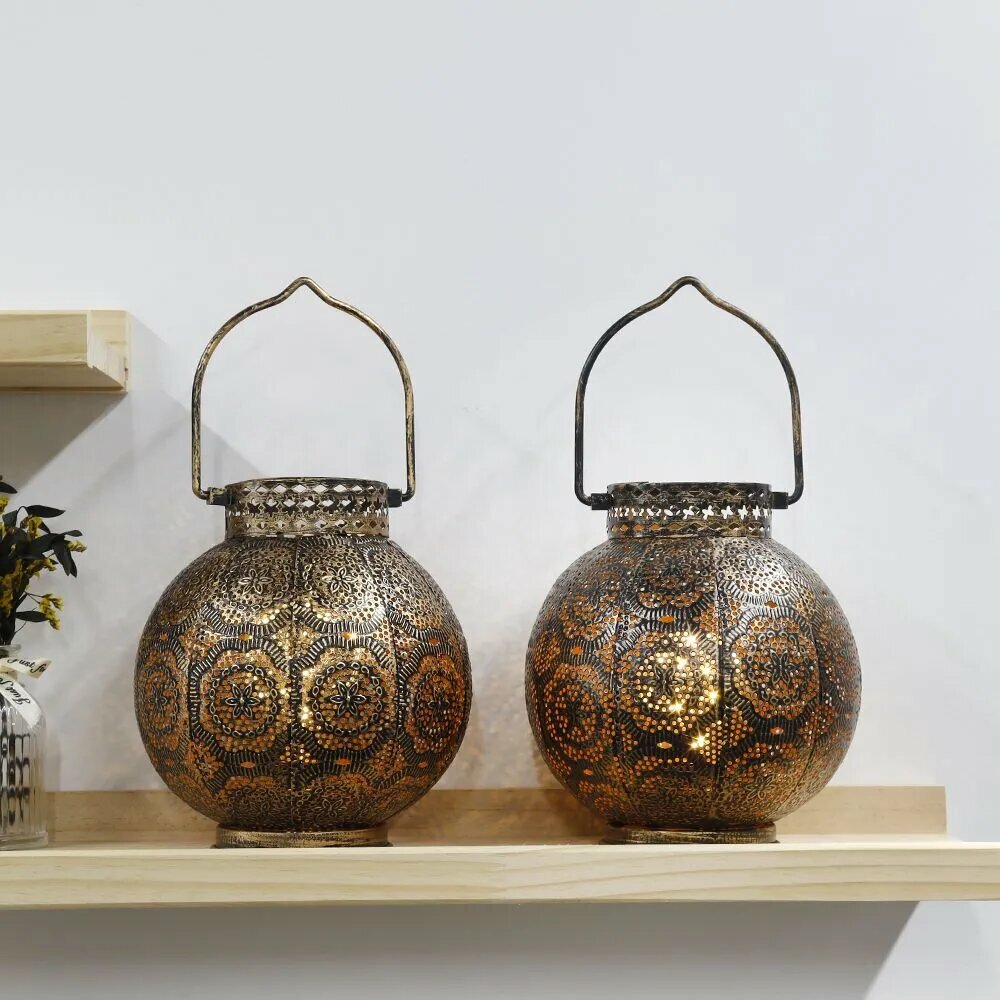 Набор из 2 марокканских декоративных ламп, высотой 7', работающих на батарейках, беспроводные лампы