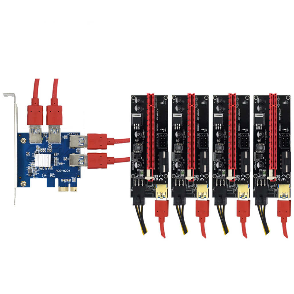 PCI-E Riser Card 009S PCI для экспресс-мультипликатора от 1X до 16X PCI-E X4 X8 x16 PCIE от 1 до 4 USB-адаптеров для майнинга BTC Miner