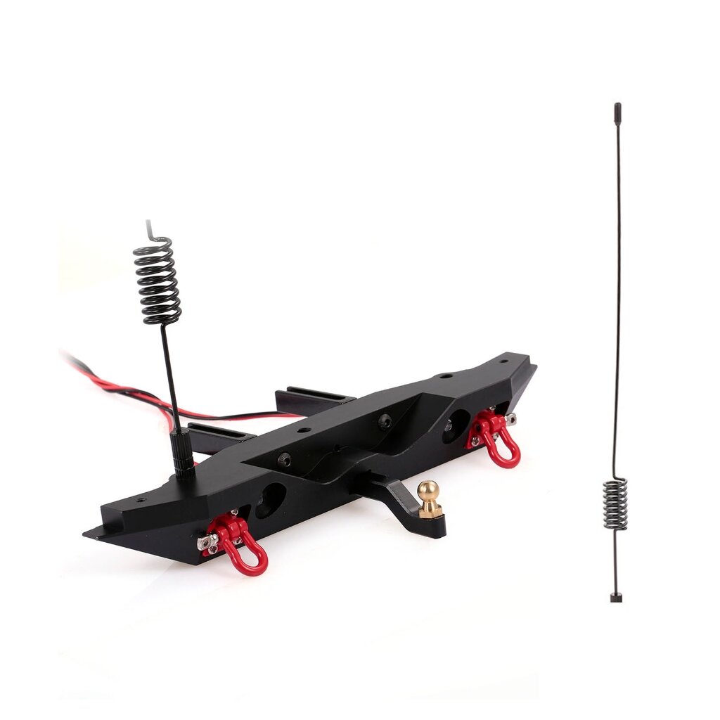 Металлический Задний Бампер с 2 Светодиодными Антеннами Комплект Хвостового Крюка Прицепа Для Гусеничного Автомобиля SCX10 90046 90047 С Дистанционным Управлением