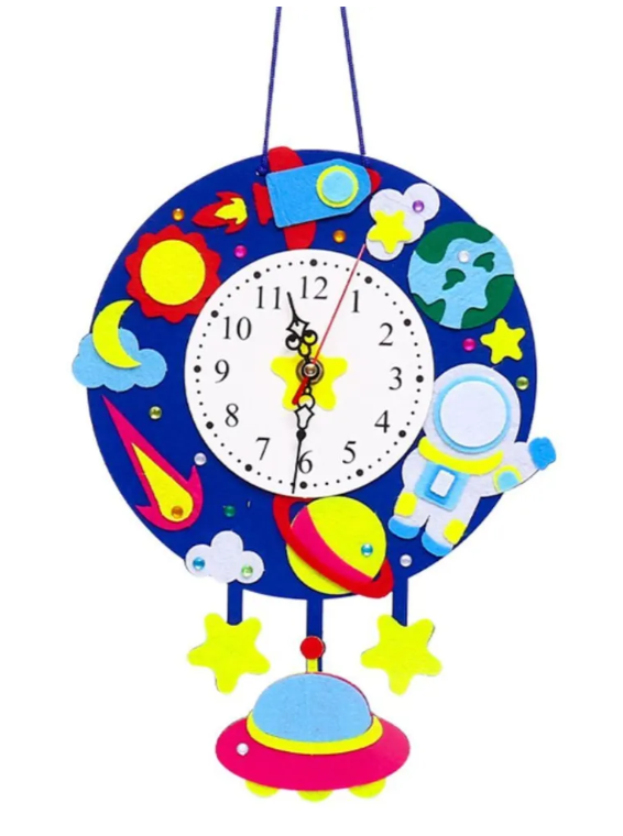 Детские настенные часы своими руками, аппликация из фетра