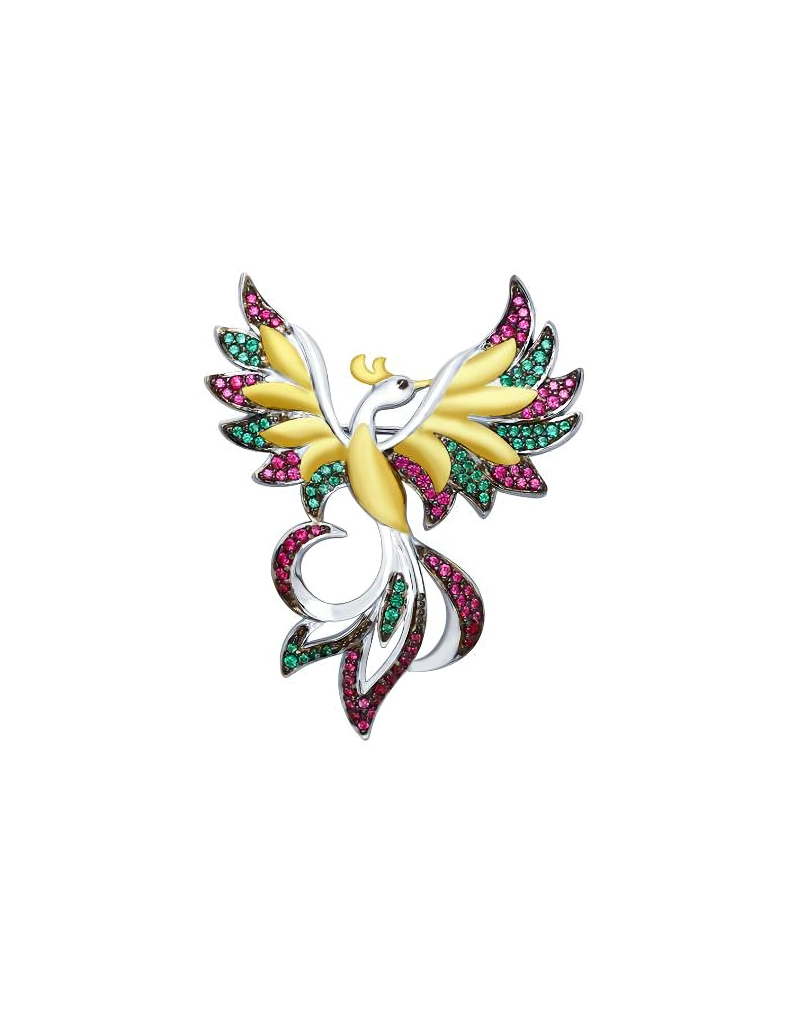 Брошь, серебро, 925 проба, родирование, рубин