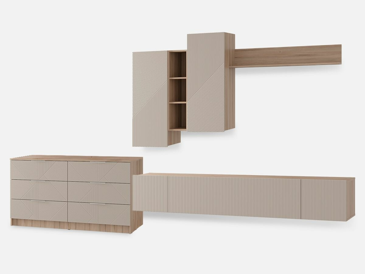 Гостиная Эмилия. Комплект 2, Дуб смоки / Айриш