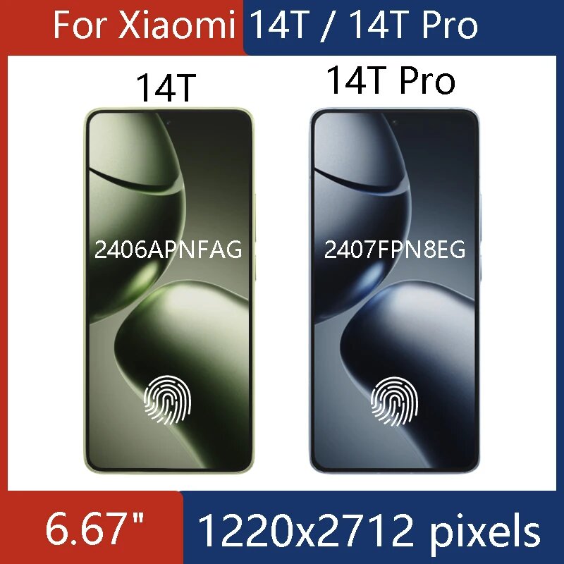 6,67 "оригинальный AMOLED для Xiaomi Mi 14T 2406APNFAG ЖК-дисплей для Xiaomi Mi 14T Pro 2407FPN8EG ЖК-дисплей с сенсорным дигитайзером в сборе 14T lcd Green frame