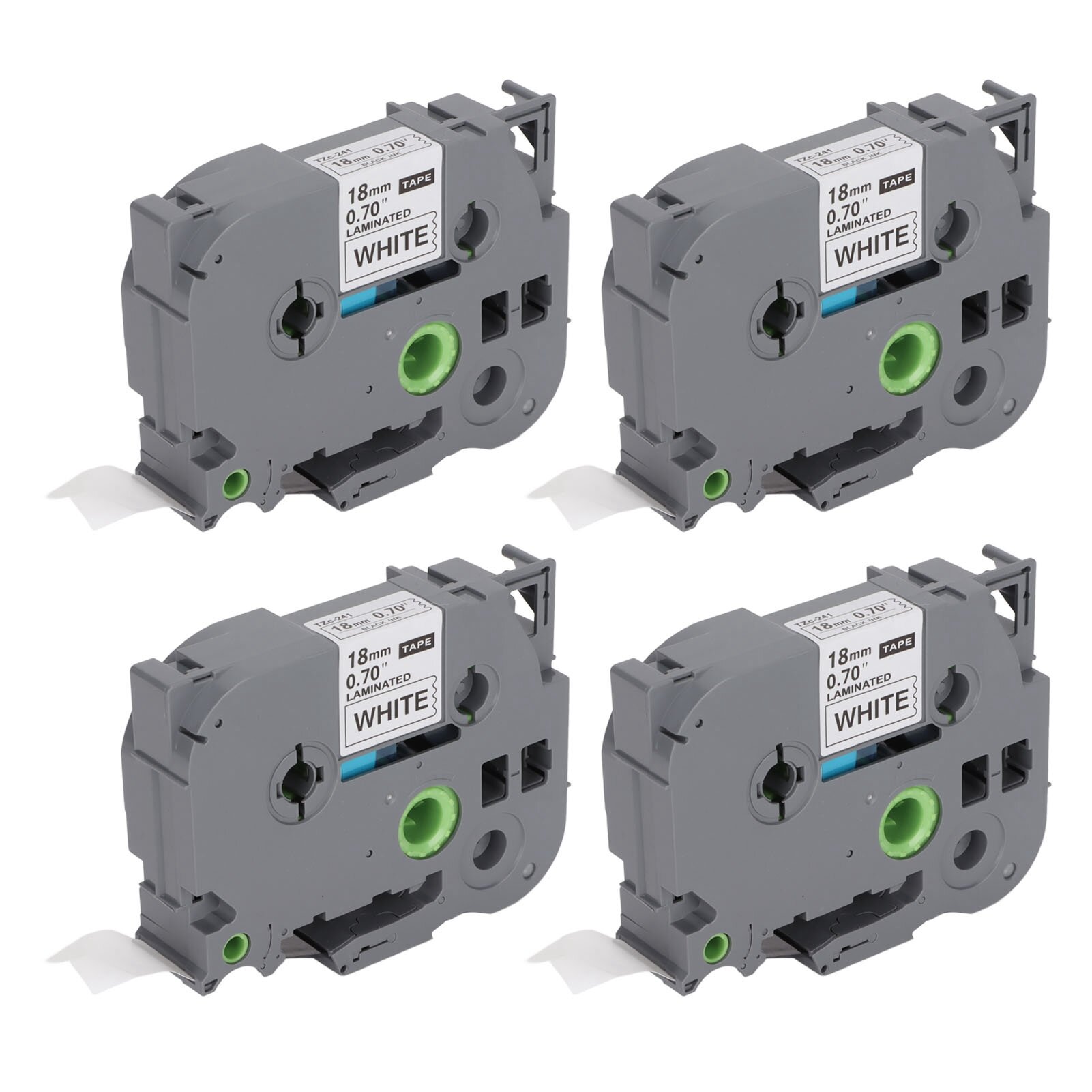 Лента для изготовления этикеток, ширина 18 мм, длина 8 м, черный на белом Стержни для изготовления этикеток для TZe 141 для TZe 241 для TZe 541 для TZe 641 Белая коробка, 4 шт.