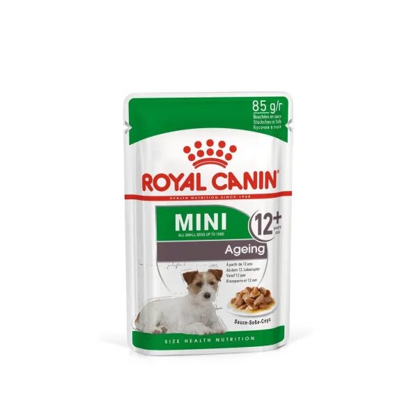 Royal Canin Mini Aging 12+ влажный корм для пожилых собак мелких пород старше 12 лет, кусочки в соусе, в паучах - 85 г