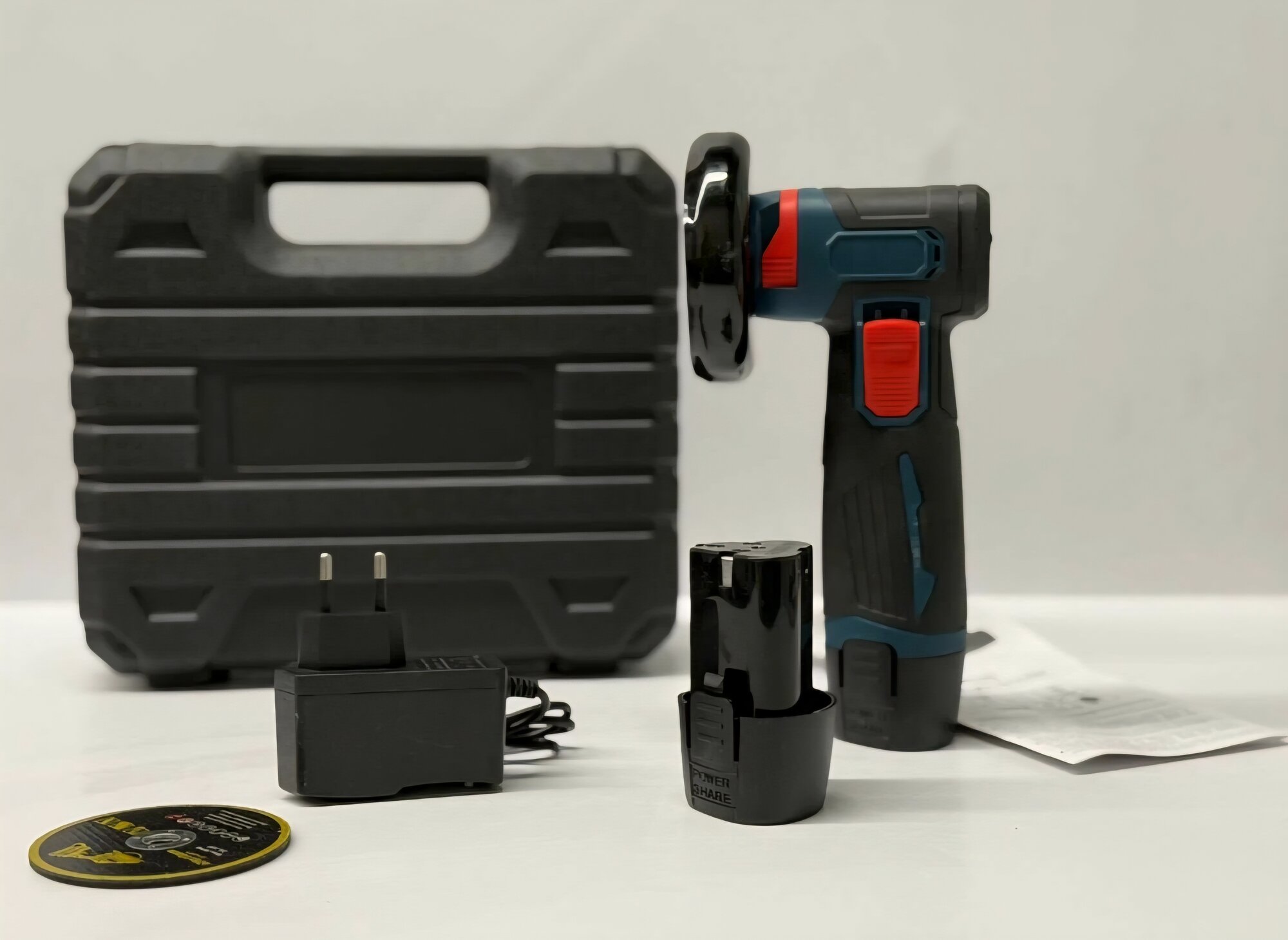 Аккумуляторная угловая шлифовальная машина, 75 мм диск, 2 АКБ, кейс