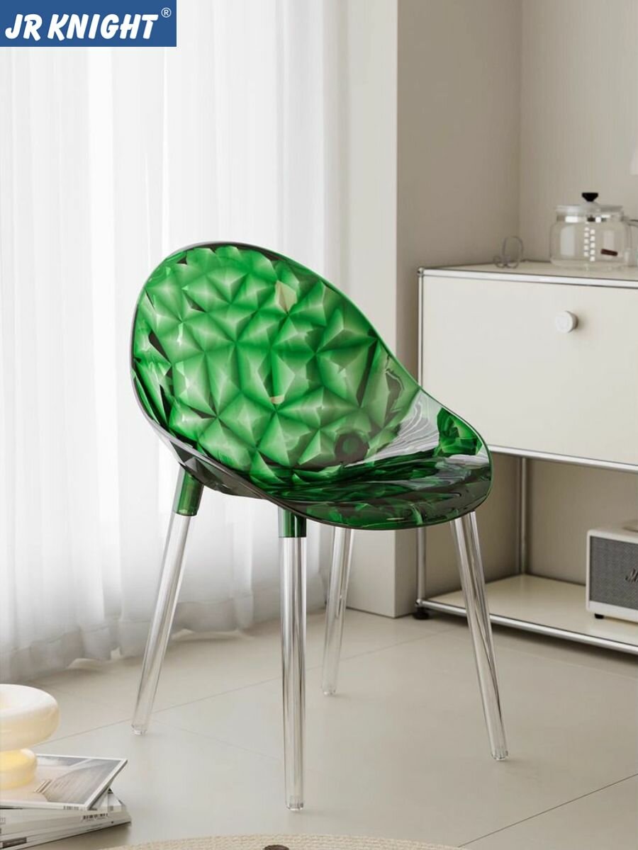 Прозрачный акриловый стул со спинкой для дома, кухни, гостиной и спальни