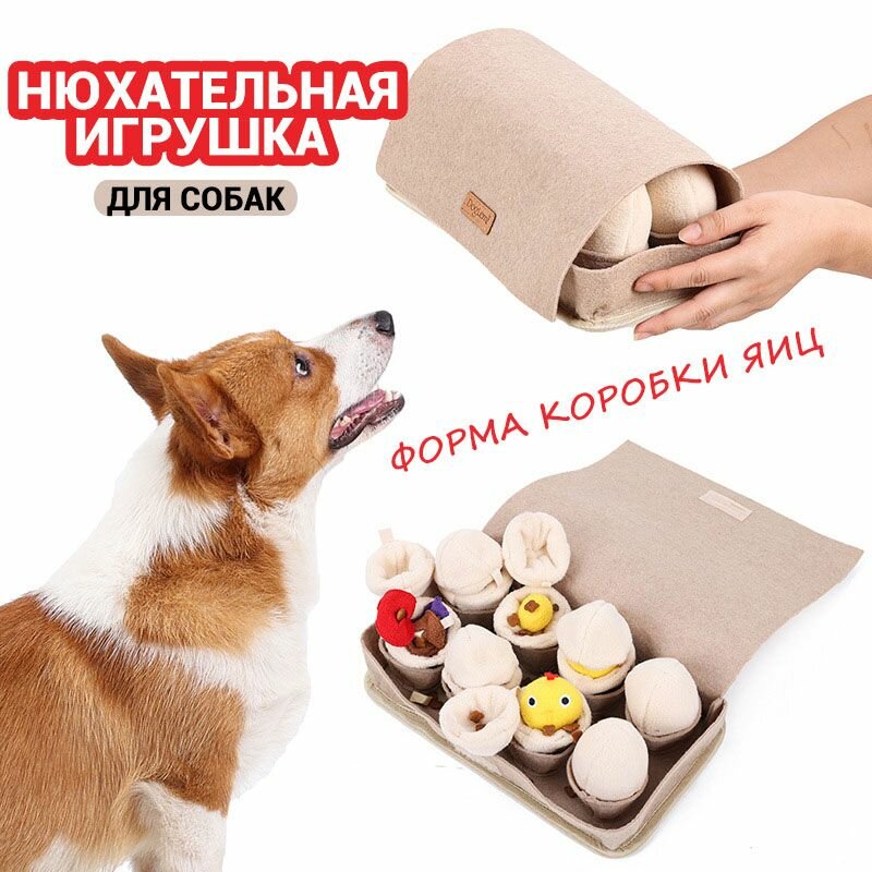 Нюхательная игрушка для собак, Форма коробки для яиц отнимает у собаки физическую силу,28x16x8cm