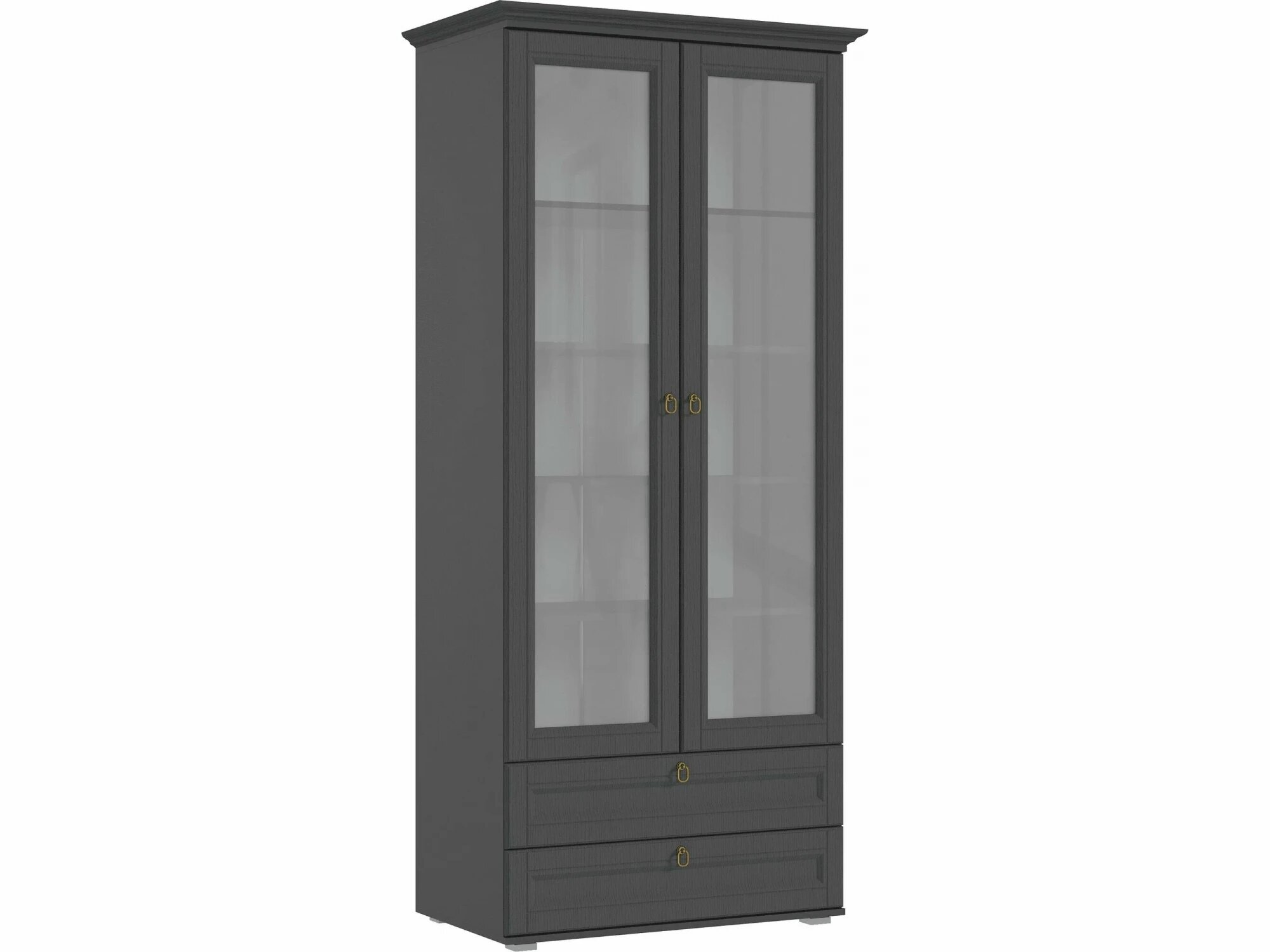 Шкаф со стеклом, в стиле неоклассицизм, графит/графит структурный