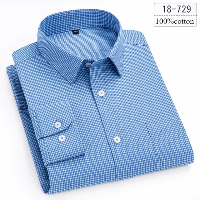 Высококачественная мужская рубашка с длинными рукавами из 100% хлопка, клетчатая повседневная рубашка, облегающая официальная рубашка, офисная одежда, мягкая рубашка с узором «гусиные лапки»