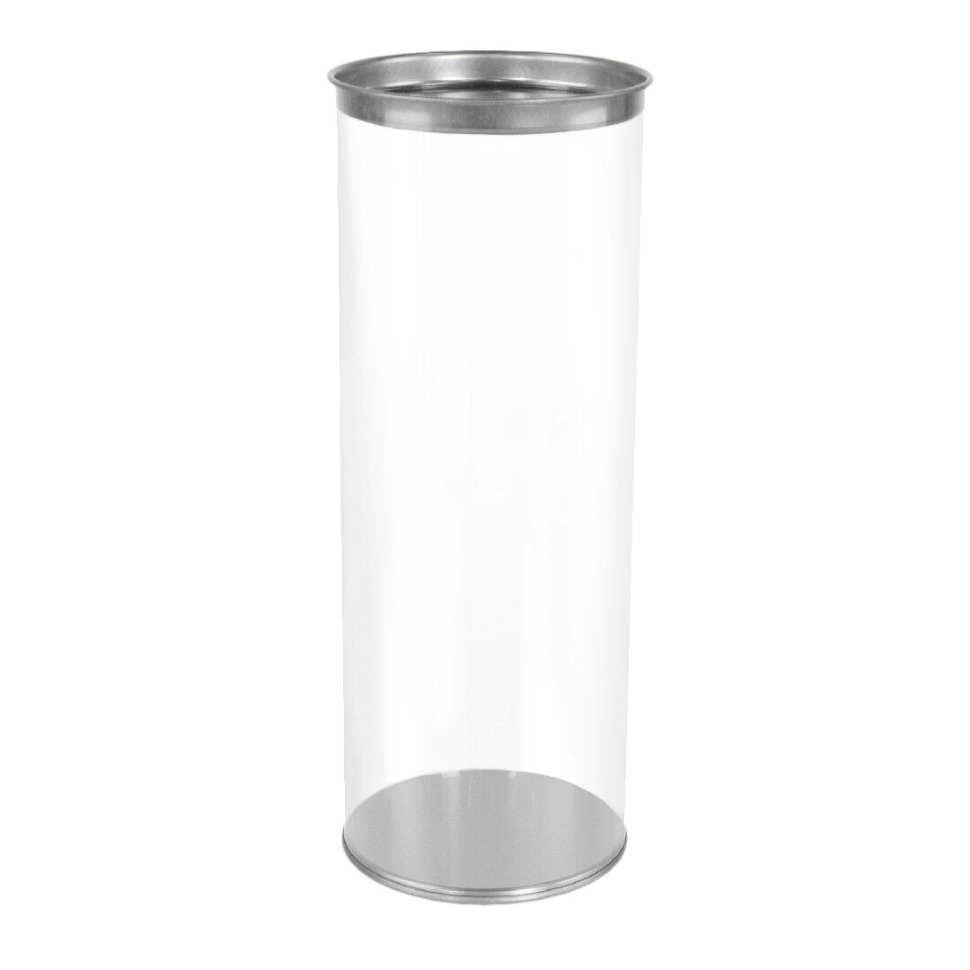 Тубус Цилиндр с крышкой, 9,2x25 см, Прозрачный/Серебро, 1 шт