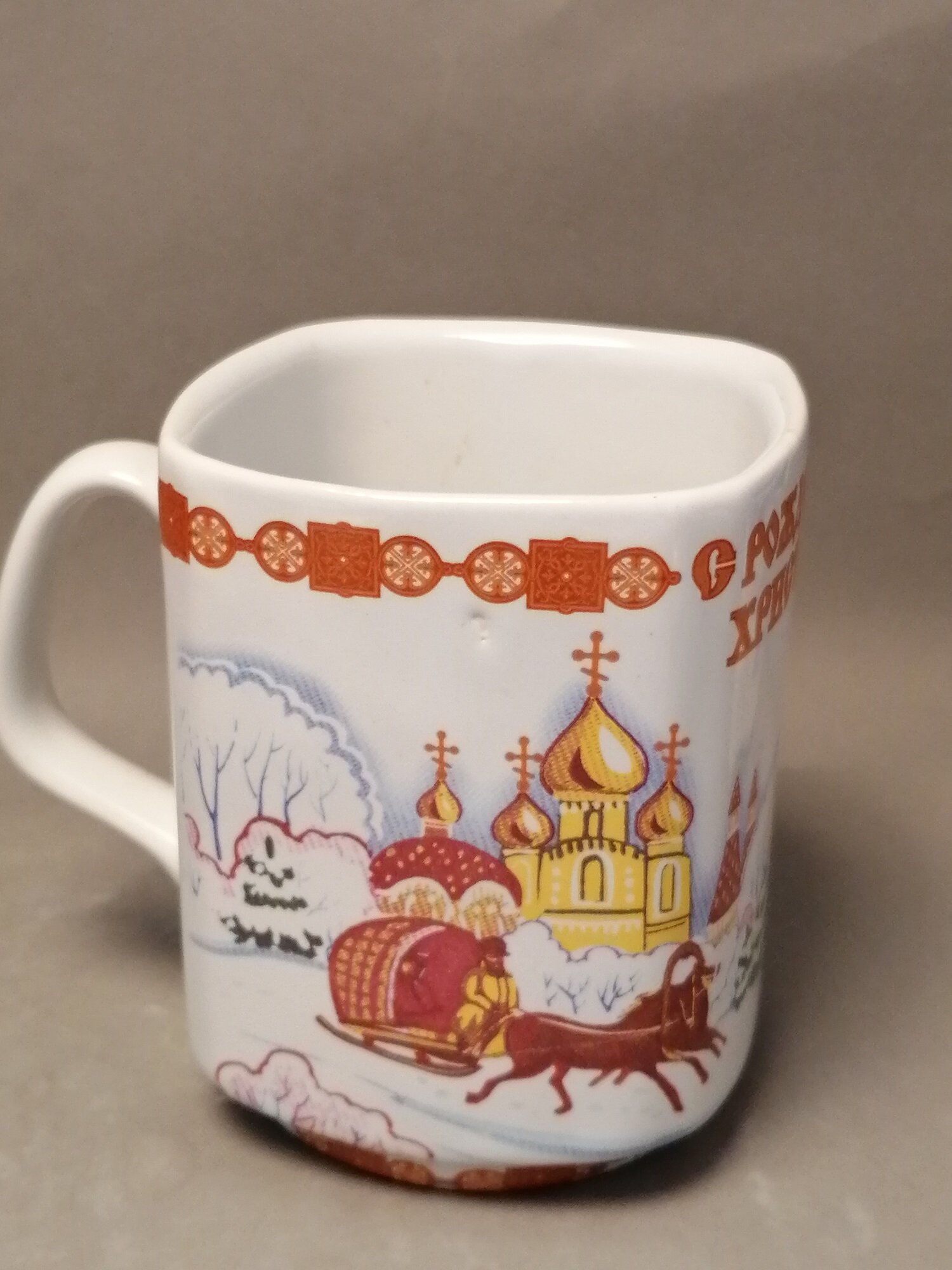 Кружка гранёная (бел, Снежная)