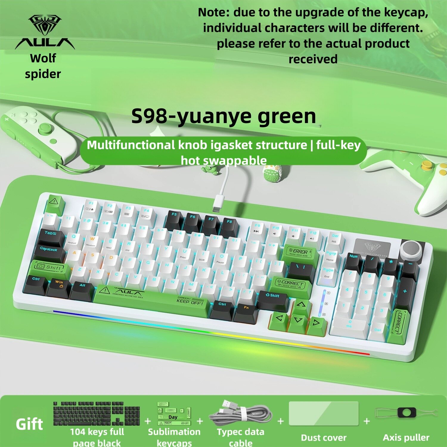 AULA S98 Беспроводная механическая клавиатура игровая трехрежимная Bluetooth USB Type-C беспроводная 2.4G