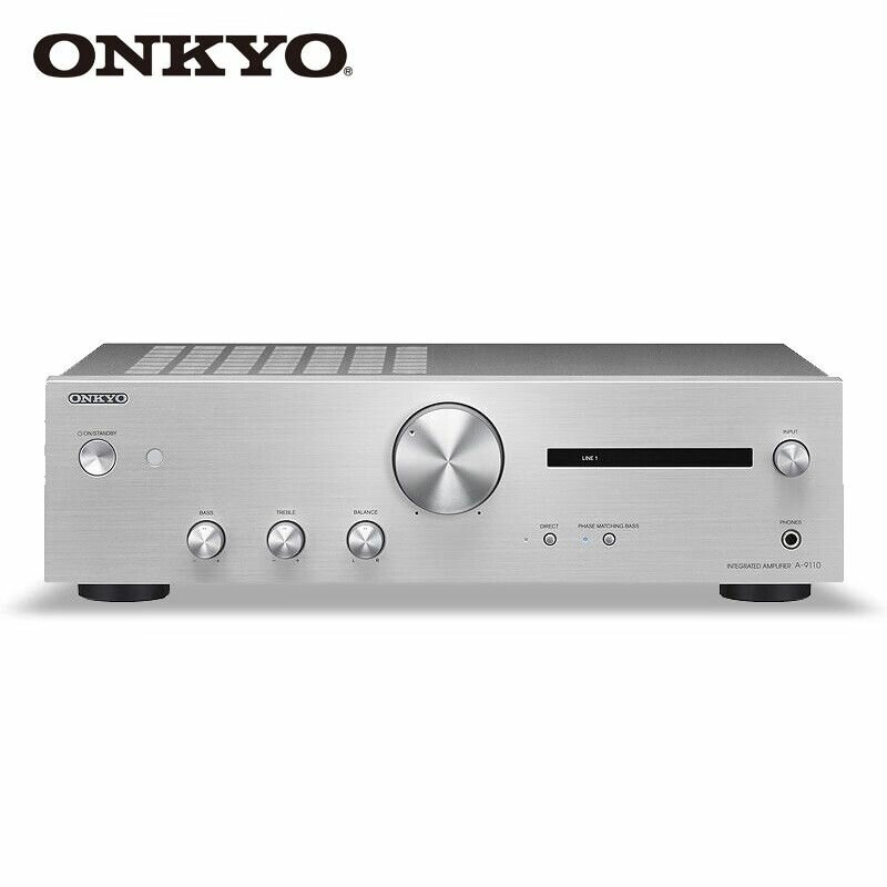 HIFI 2.1-канальный стерео комбинированный усилитель ONKYO A-9110; высокая мощность; совместим с проигрывателем виниловых пластинок, серебристый