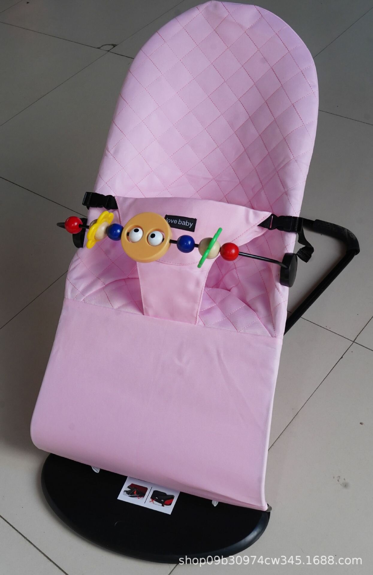 Шезлонг детский с игрушкой цвет серый Детское кресло-качалка