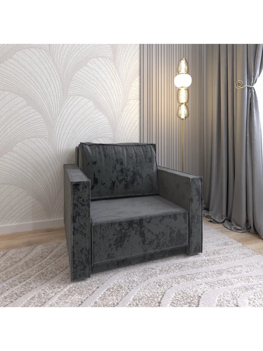 Кресло-кровать КМК, раскладной механизм, велюровая обивка, основание ЛДСП, наполнитель ППУ