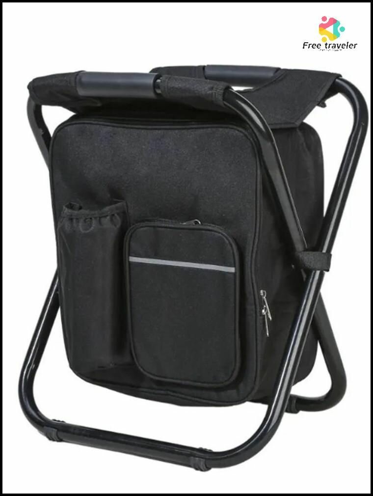 Стул-рюкзак "O801", складной, 150кг, алюминиевый каркас, черный