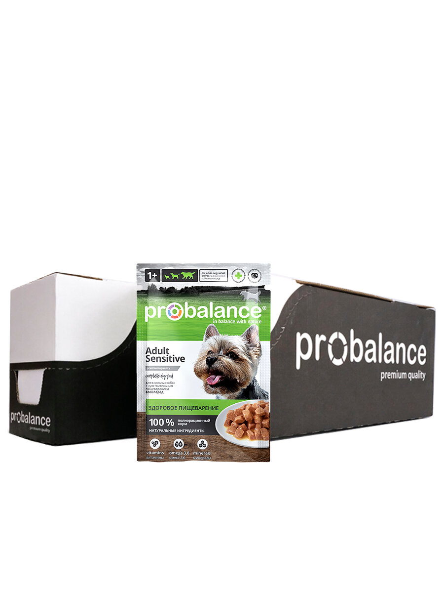 Влажный корм Probalance Sensitive пауч для взрослых собак с чувствительным пищеварением, Курица, 85 г х 28 шт.