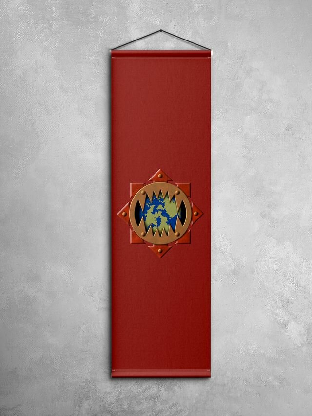 Вертикальный штандарт флаг Пожиратели миров Вархаммер Warhammer 40000 150х50 см на блэкауте