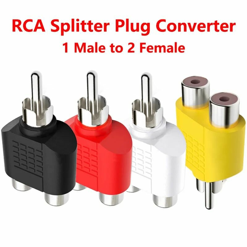 RCA цветной Y-разветвитель 1 штекер-2 гнезда AV аудио-видео штекер адаптер-конвертер комплект RCA Lotus AV разъем RCA штекер