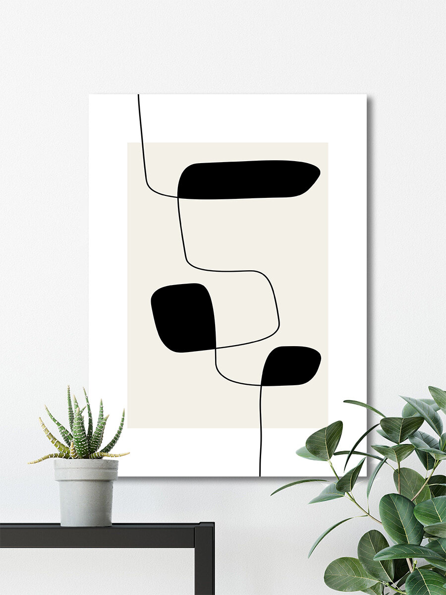 Сканди / Модерн, картина икеа / на стену для интерьера - черно белая, 40х60 см.