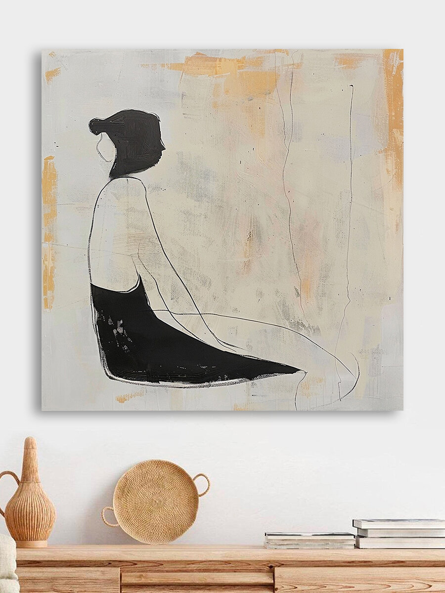 Картина на стену для интерьера - "Лицо девушки абстракция" , 50х50 см.