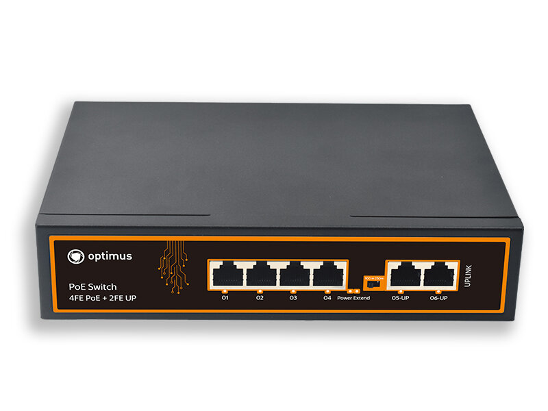 Коммутатор PoE Optimus U1E-4F/2F, DC 12-24