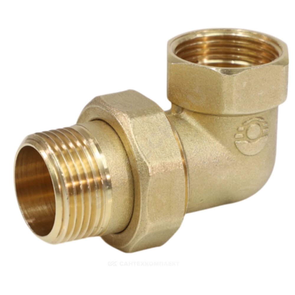 Соединитель латунь американка Ду 25 (1") угловой ВР/НР VALFEX VF.098. L.100