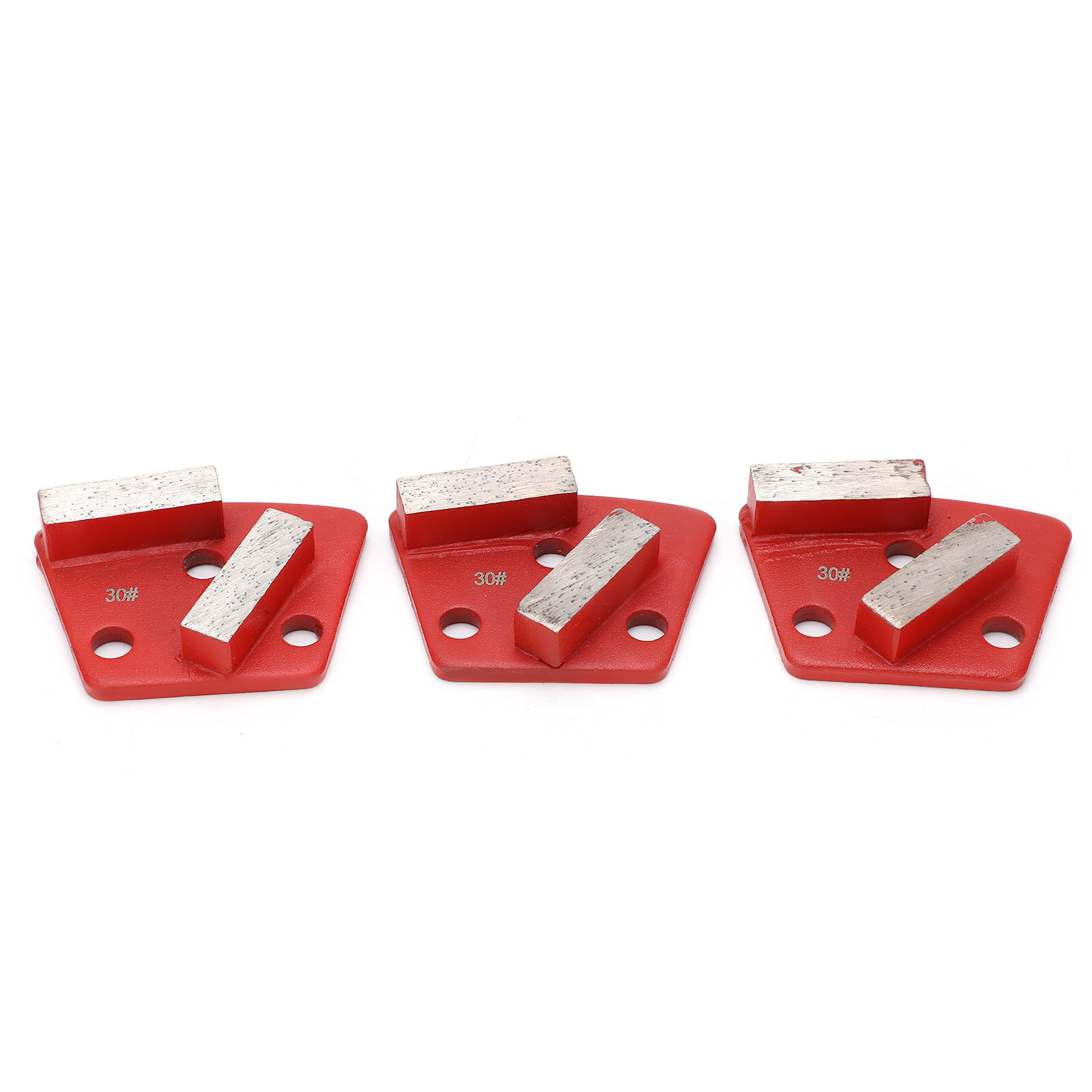 3Pcs Diamond Grinding Shoes Trapezoid Concrete Aggreesive Cutting 2 Long Teeth Red 30#