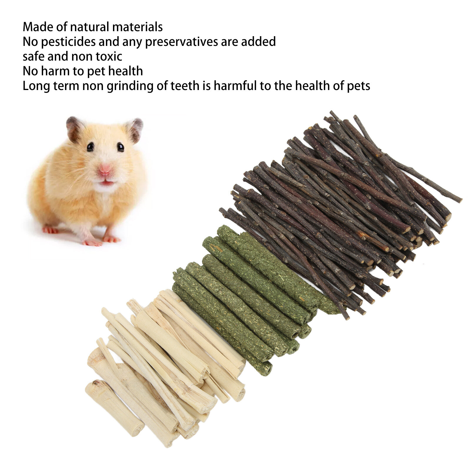 Набор жевательных игрушек для хомяка, безопасные нетоксичные яблочные ветки, травяные палочки, сладкие бамбуковые смешанные молярные палочки, 300 г