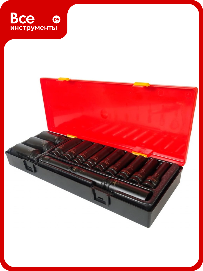 Набор ударных глубоких шестигранных торцевых головок 1/2" 10-32мм 15шт JTC-K4151, 32 мм, прочный