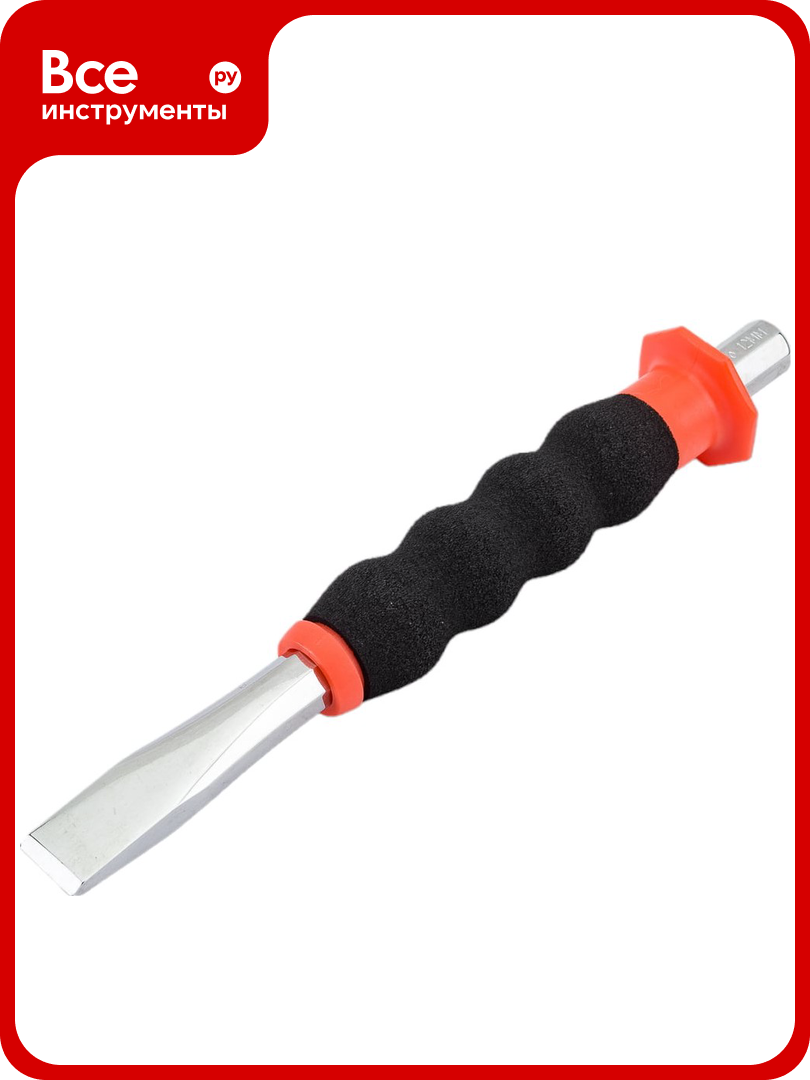 Плоское зубило с пластиковой рукояткой JTC 12мм -5414-12, Рабочая часть изготовлена из хромомолибденовой стали