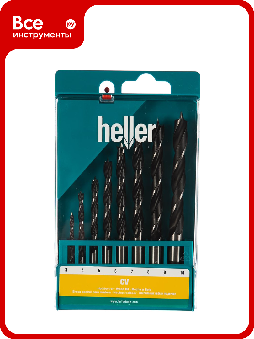 Набор спиральных сверл по дереву CV Heller