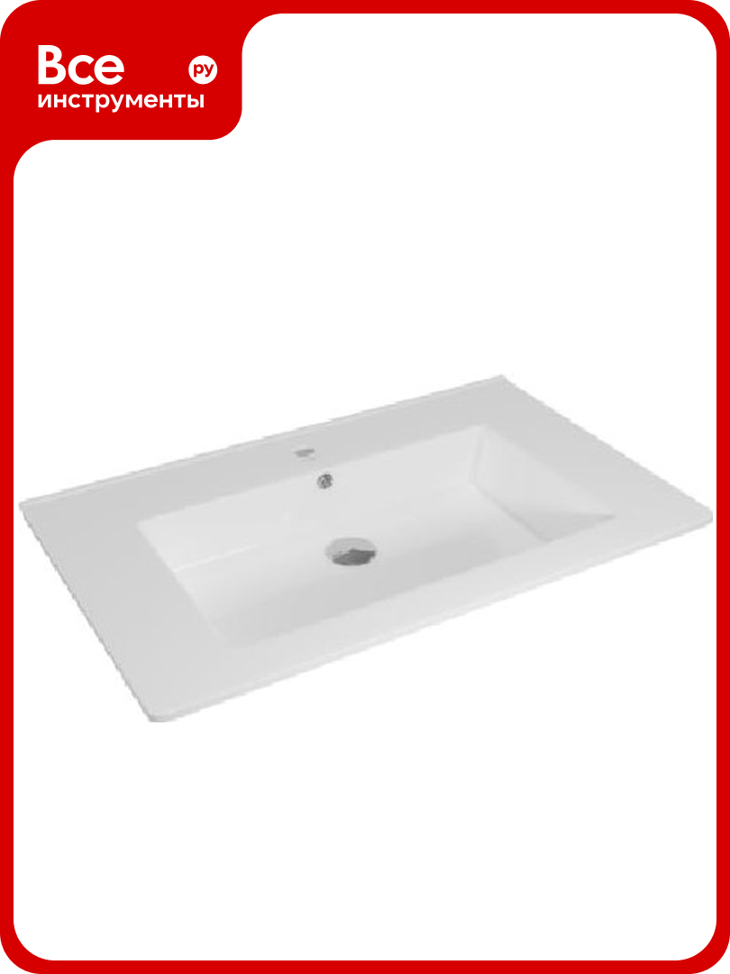 Умывальник Kirovit Оскар 750, прямоугольная форма, белый санфарфор, глянцевая поверхность, для современных ванных комнат