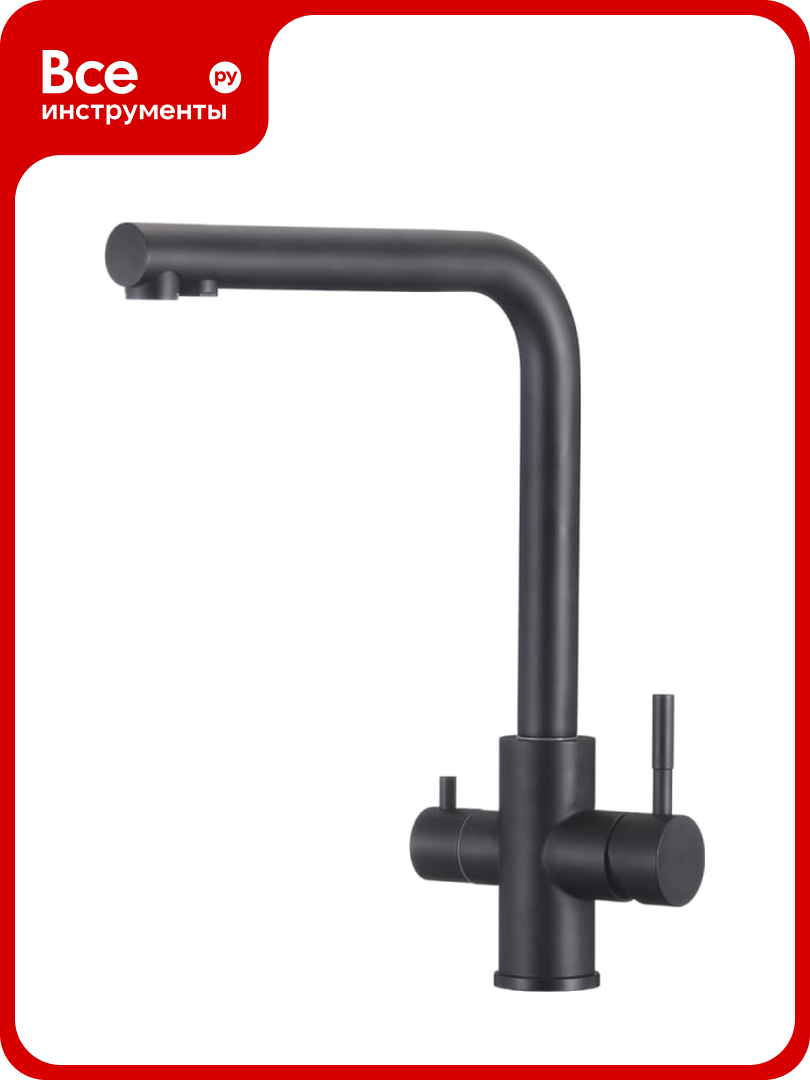 Смеситель для кухни с подключением фильтра Wesnaart черный EKO05-151Black, из нержавеющей стали, 35 мм