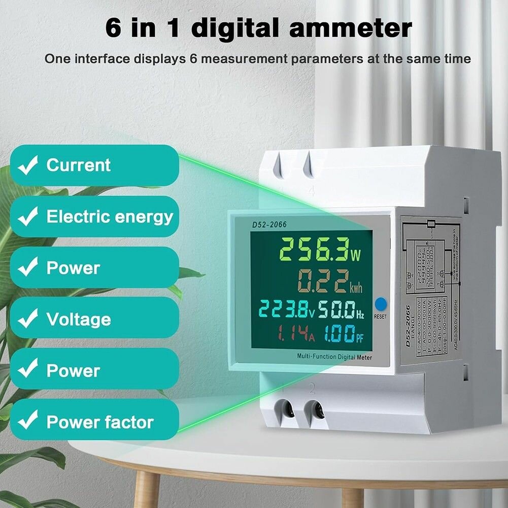 Однофазный Счетчик Энергии 6в1 Переменного Тока 40-300 В Цифровой Счетчик Энергии с ЖК-дисплеем