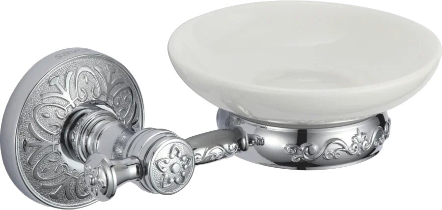 Мыльница Savol 58 а S-005859A настенная, керамическая, круглая, хром