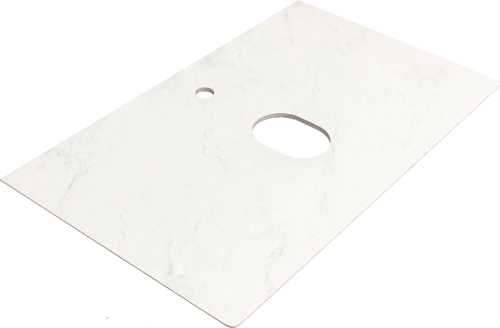 Столешница в ванную под раковину La Fenice Granite FNC-03-PL01-80 белый мрамор, белая, матовая, с отверстием для смесителя, керамогранит