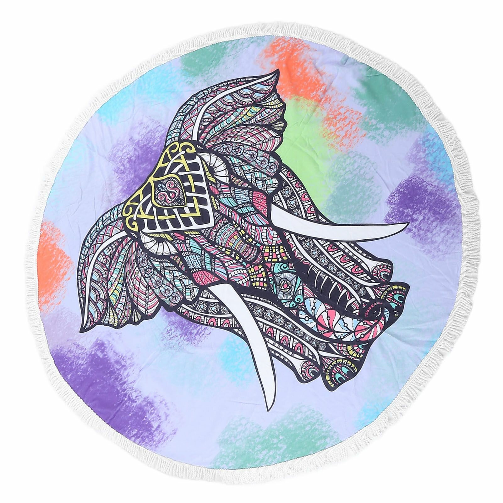 Круглое пляжное полотенце с кисточками, мягкое, 160 см, для отдыха на пляже или пикника, для 2-3 человек