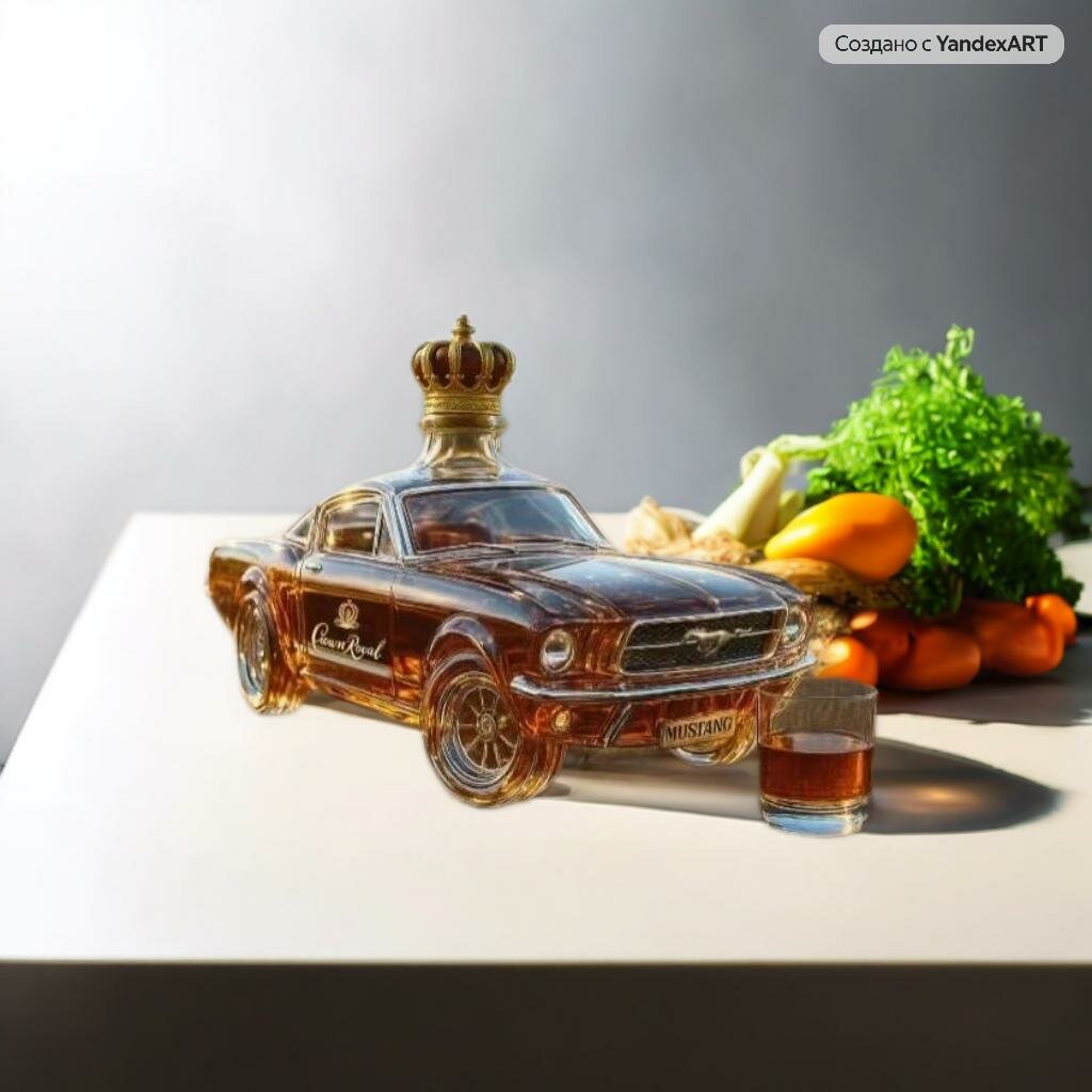 Бутылка виски "мустанг", высокоборное кремниевое стекло,300ml, 17,5 x 7 x 7.5 см, Королевская корона