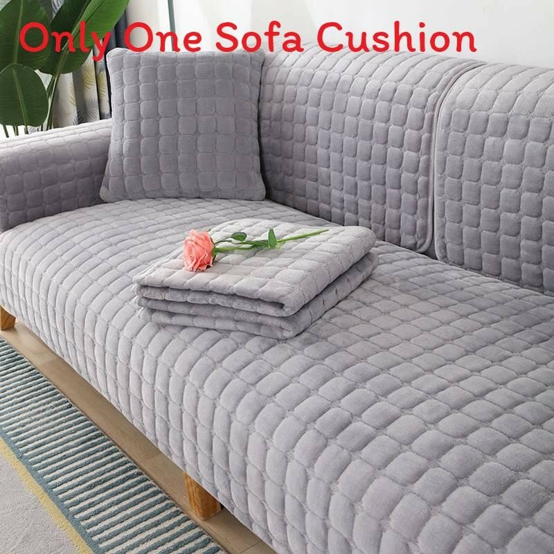 Soft plush sofa pad with nonslip backing and thick material for living room or lounge spaces light gray 90 x 120cm