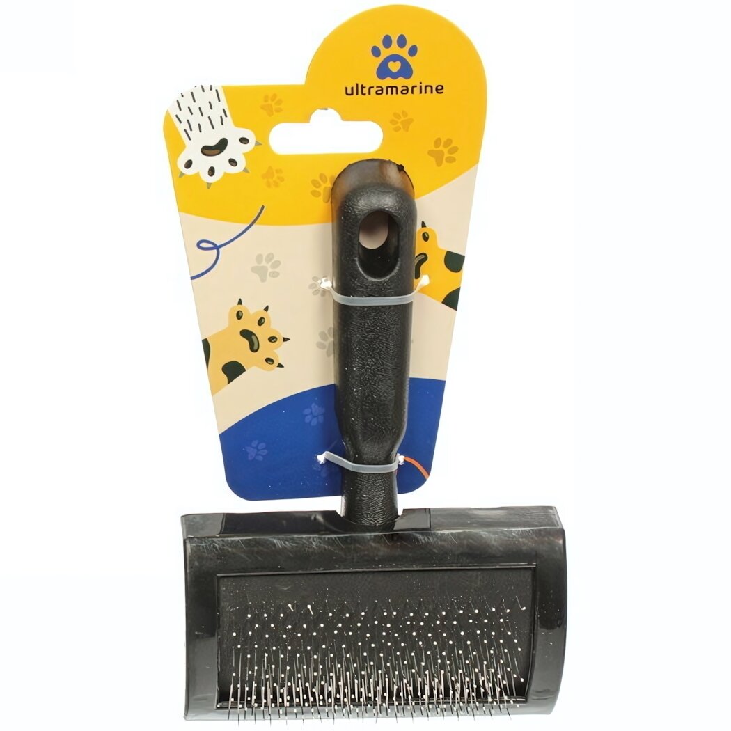 Расческа-пуходерка для кошек и собак «Пушок» 16см, черная, удобная и качественная