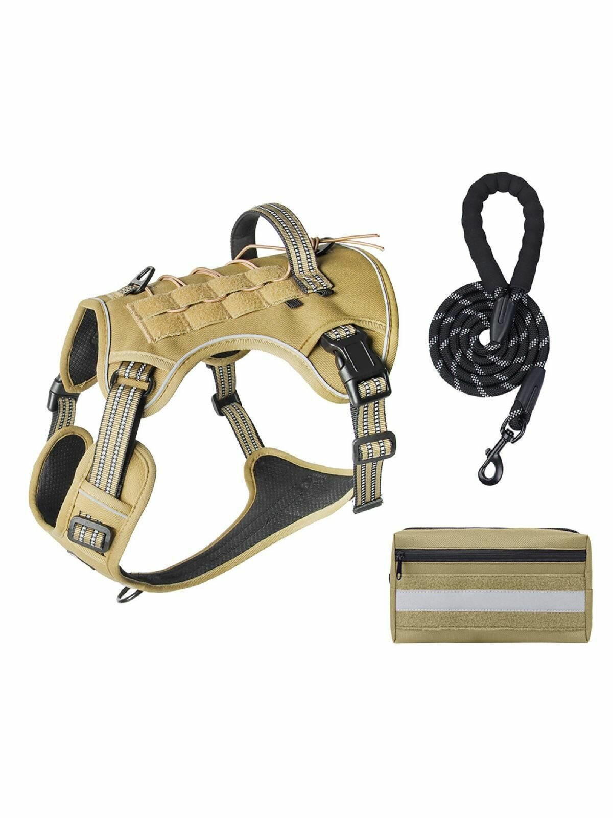 Фурнитура для ошейников и поводков, Многофункциональный тактический нагрудный ремень для собак-Хаки-S
