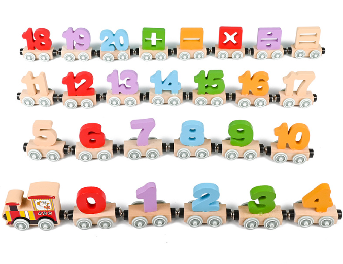 Магнитный конструктор "Деревянный поезд", развивающая игрушка, 27 деталей, номер