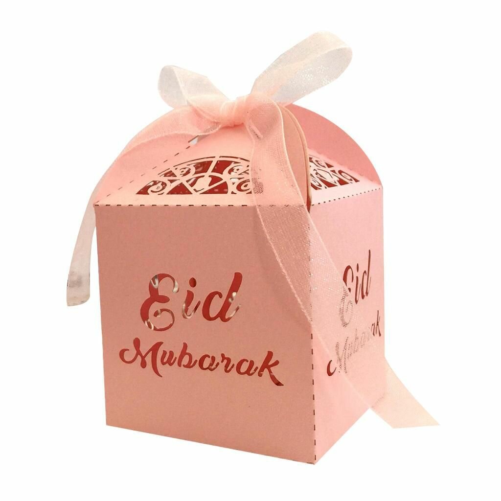 1 комплект из 100 шт, полая свадебная коробка конфет для Священного мусульманского месяца Рамадан-розовый