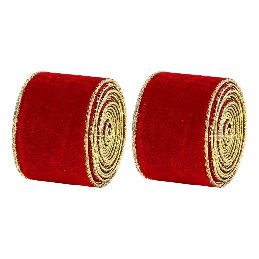 Высококачественная мягкая модная праздничная лента с золотой каймой для DIY поделок, красный