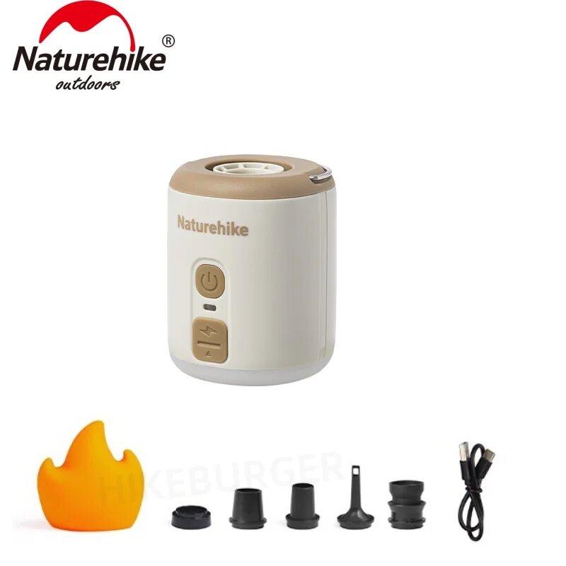 Насос туристический 3-в-1 Naturehike Wind, Многофункциональный Электрический мини-насос для надувания подушек, матрасов, освещение, Khaki