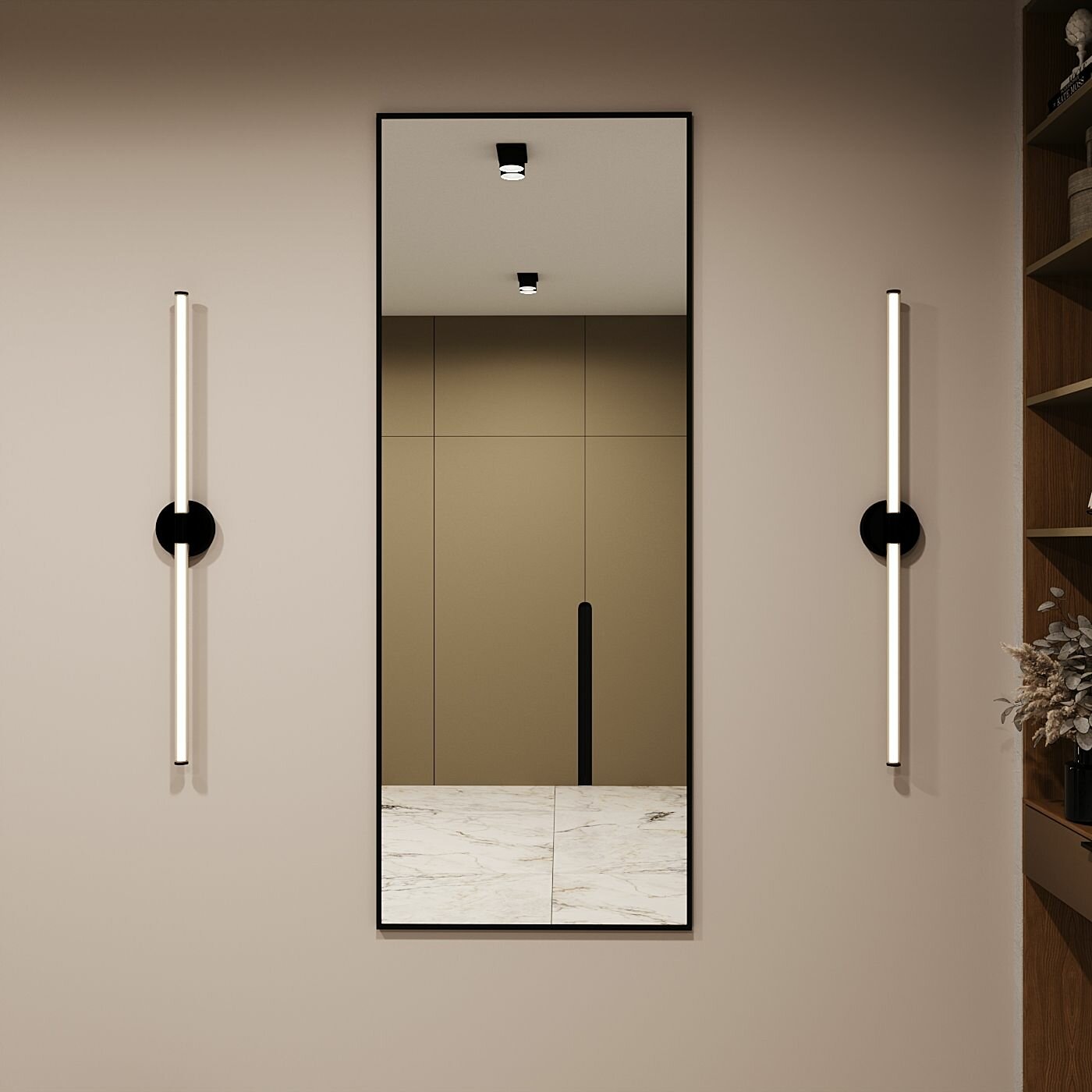 Зеркало настенное 170х70 см. BLX MIRROR интерьерное в алюминиевой раме, Черное